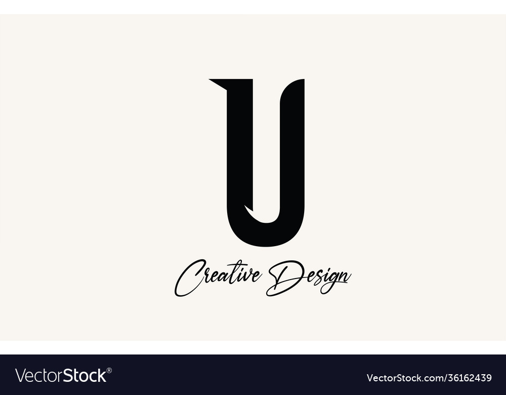 U simple black and white alphabet letter logo Vector Image
