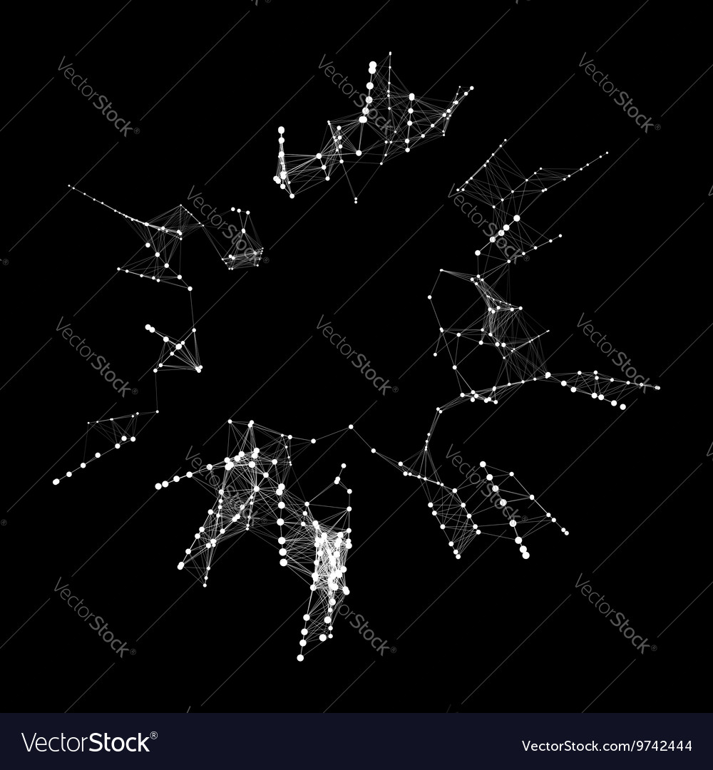 3d Connection Structure Technology Style Grid Vector Image