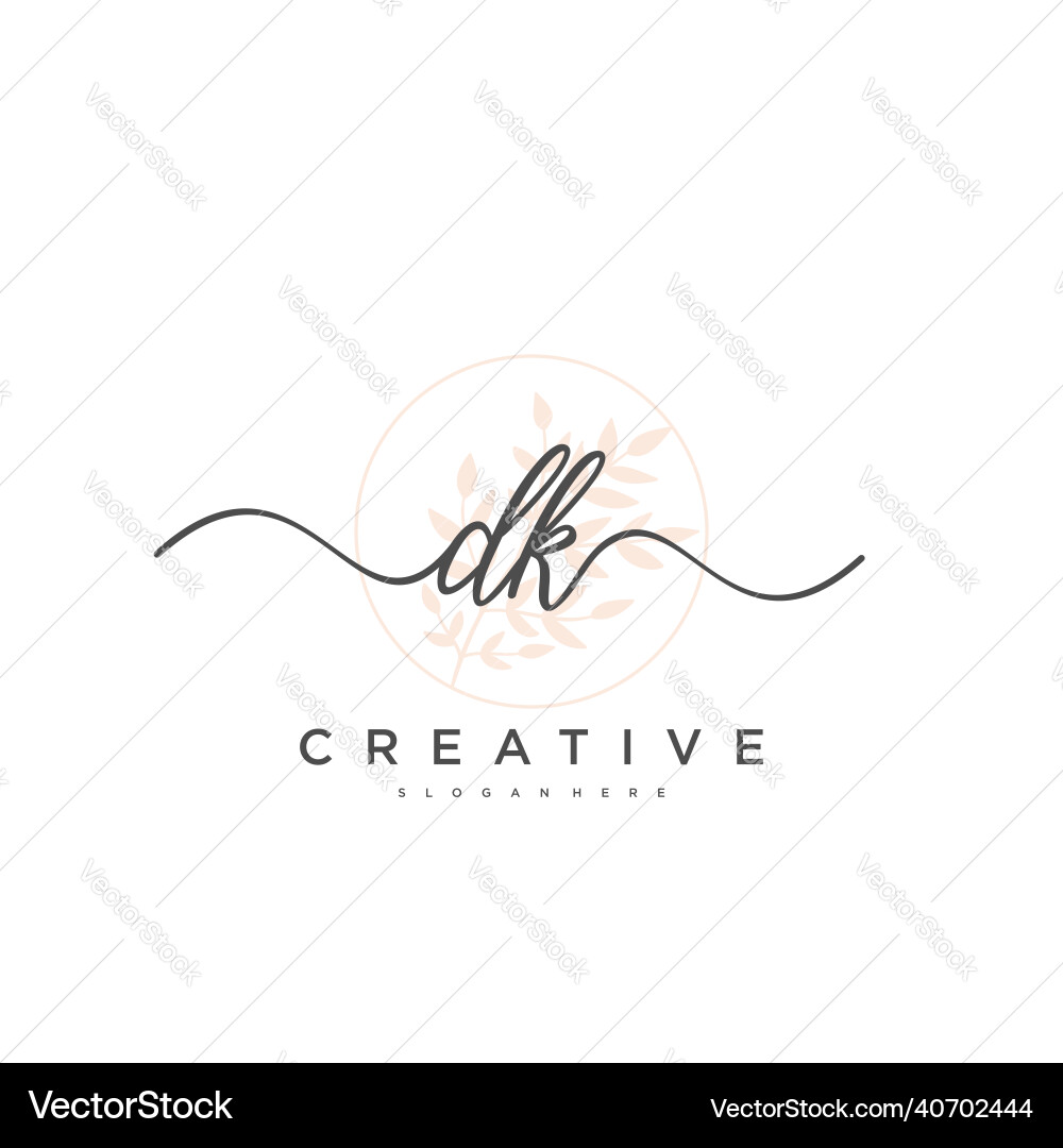 Dk initial handwriting minimalist geometric logo Vector Image