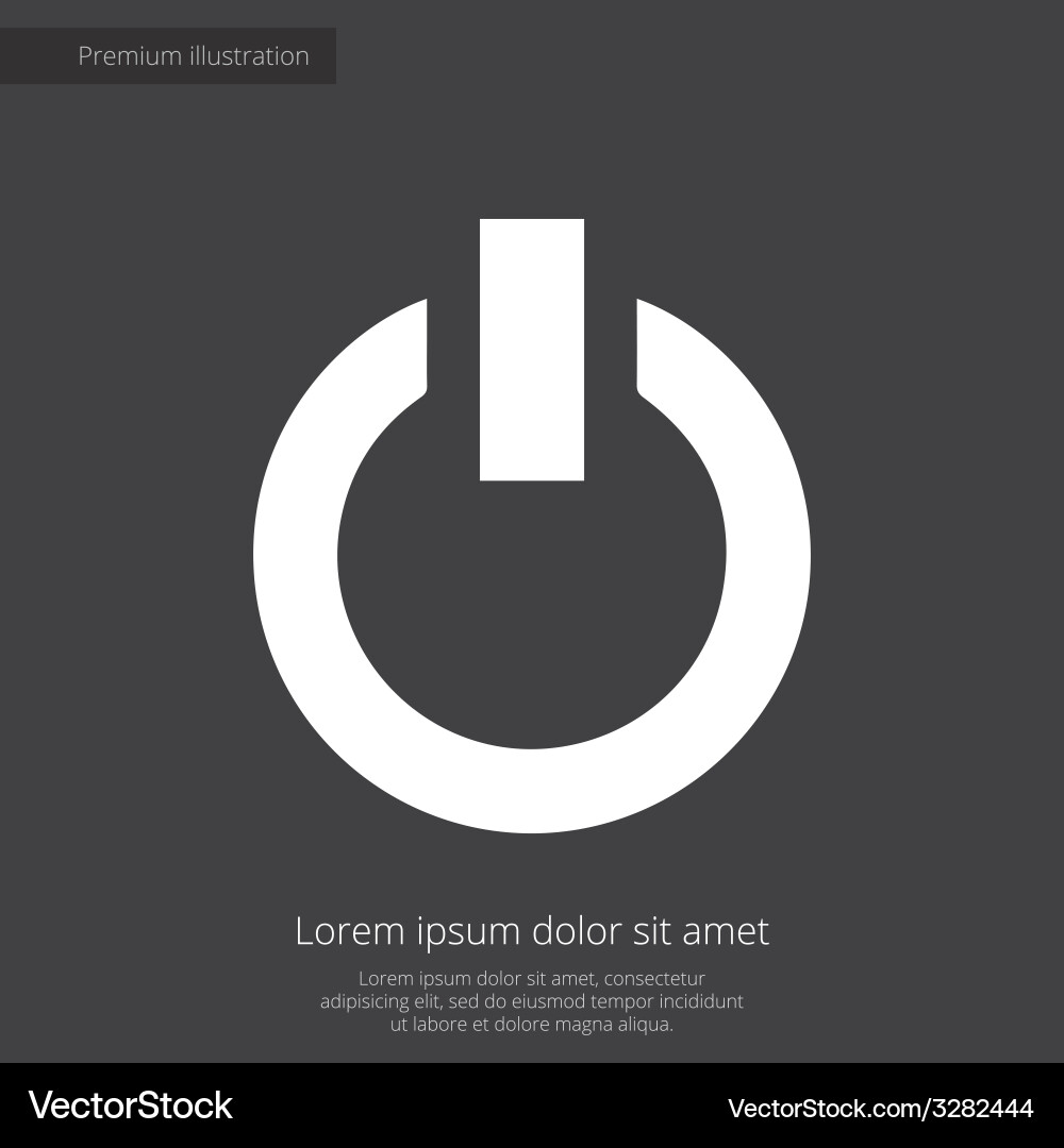 Power on premium icon white on dark background Vector Image