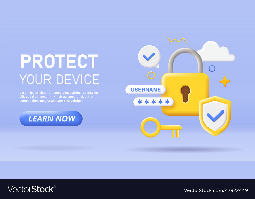 3d protect your device banner Royalty Free Vector Image