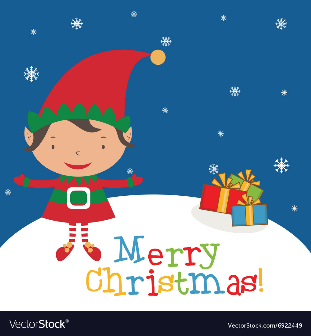 Christmas elf card template Royalty Free Vector Image