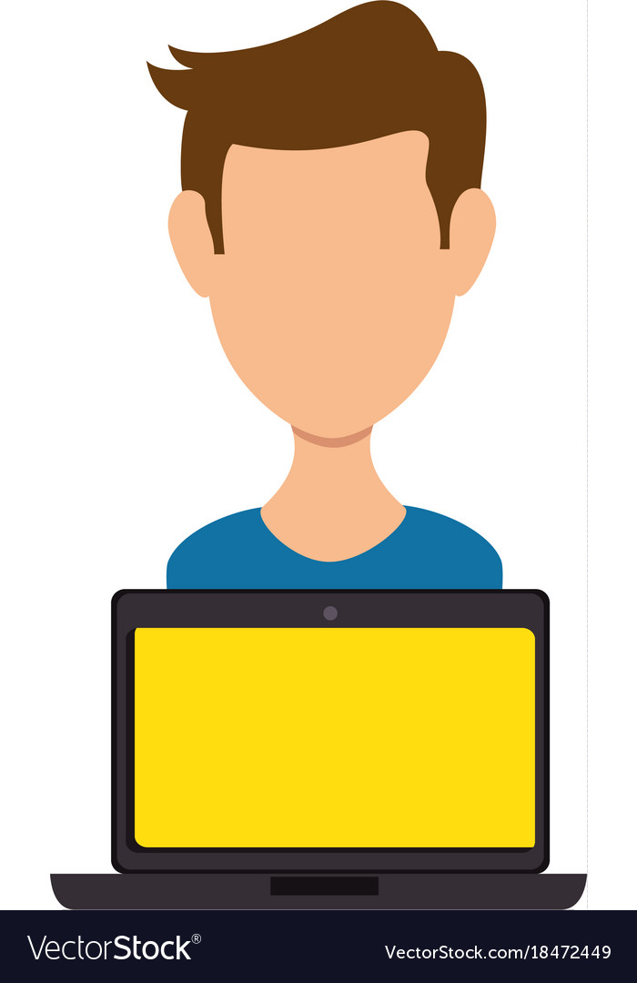 Laptop computer with user Royalty Free Vector Image