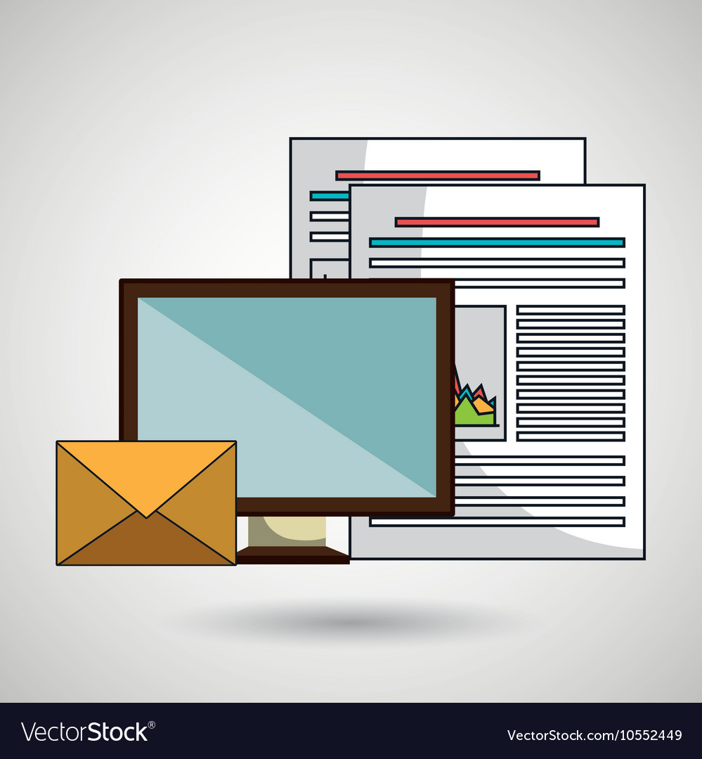 Screen pc files envelope Royalty Free Vector Image