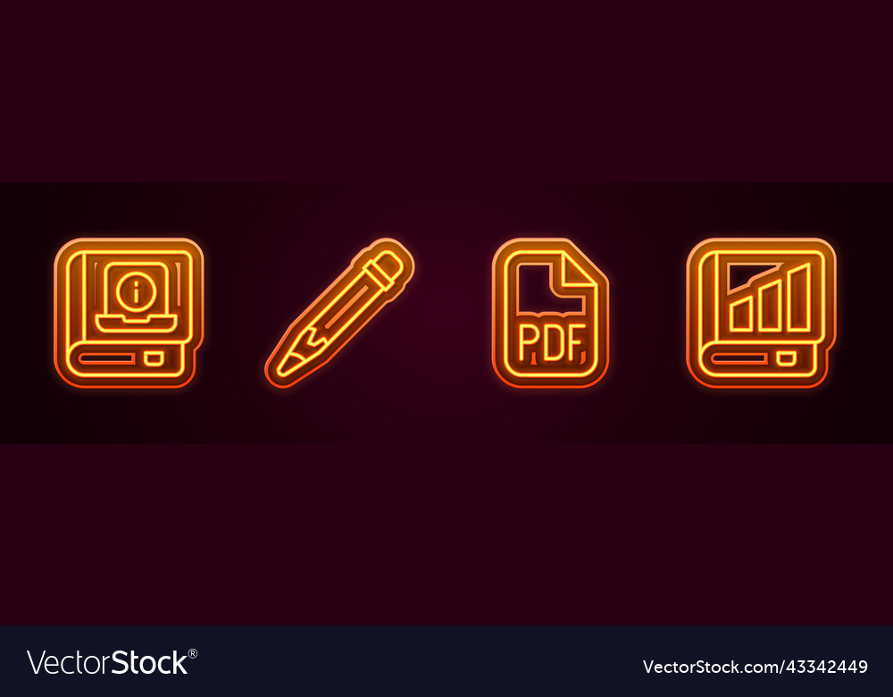 Set line user manual pencil with eraser pdf file Vector Image