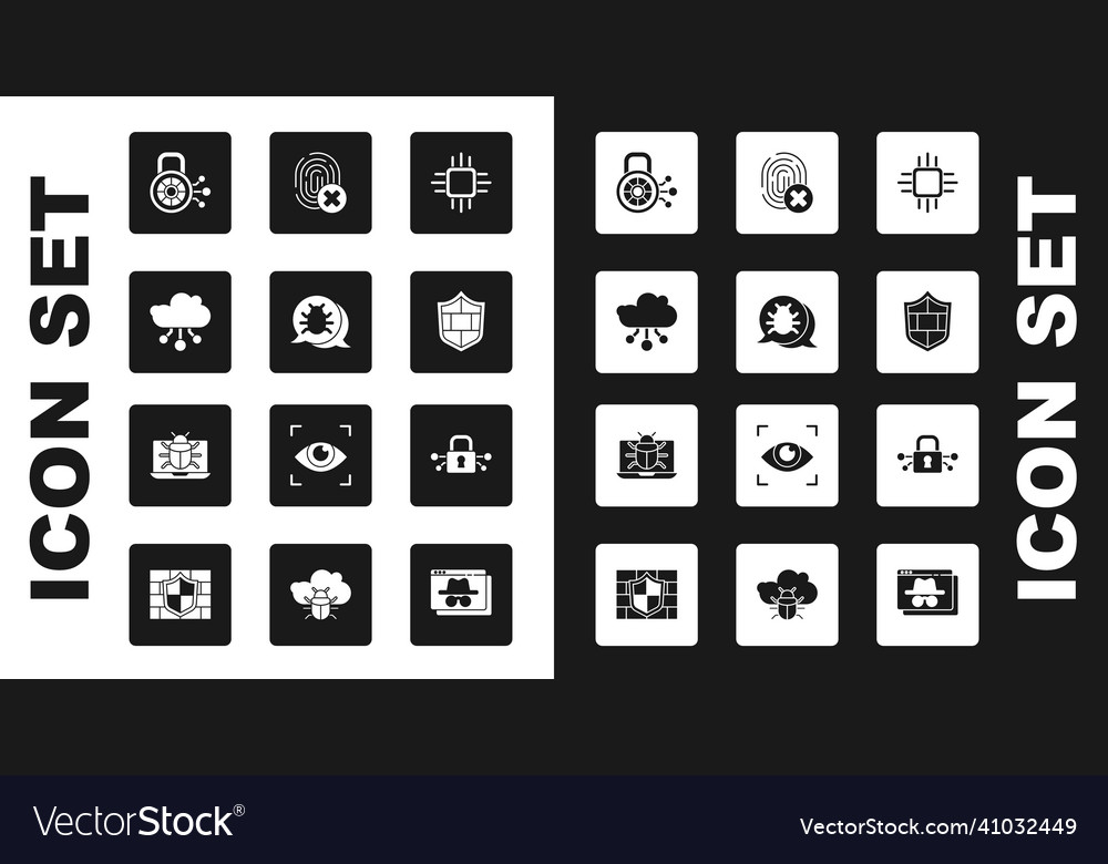 Set Processor With Microcircuits Cpu System Bug Vector Image