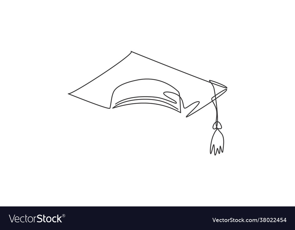 Graduation cap single continuous line university Vector Image