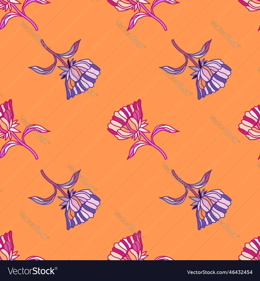 Seamless Pattern With Hand Drawn Flowers Vector Image