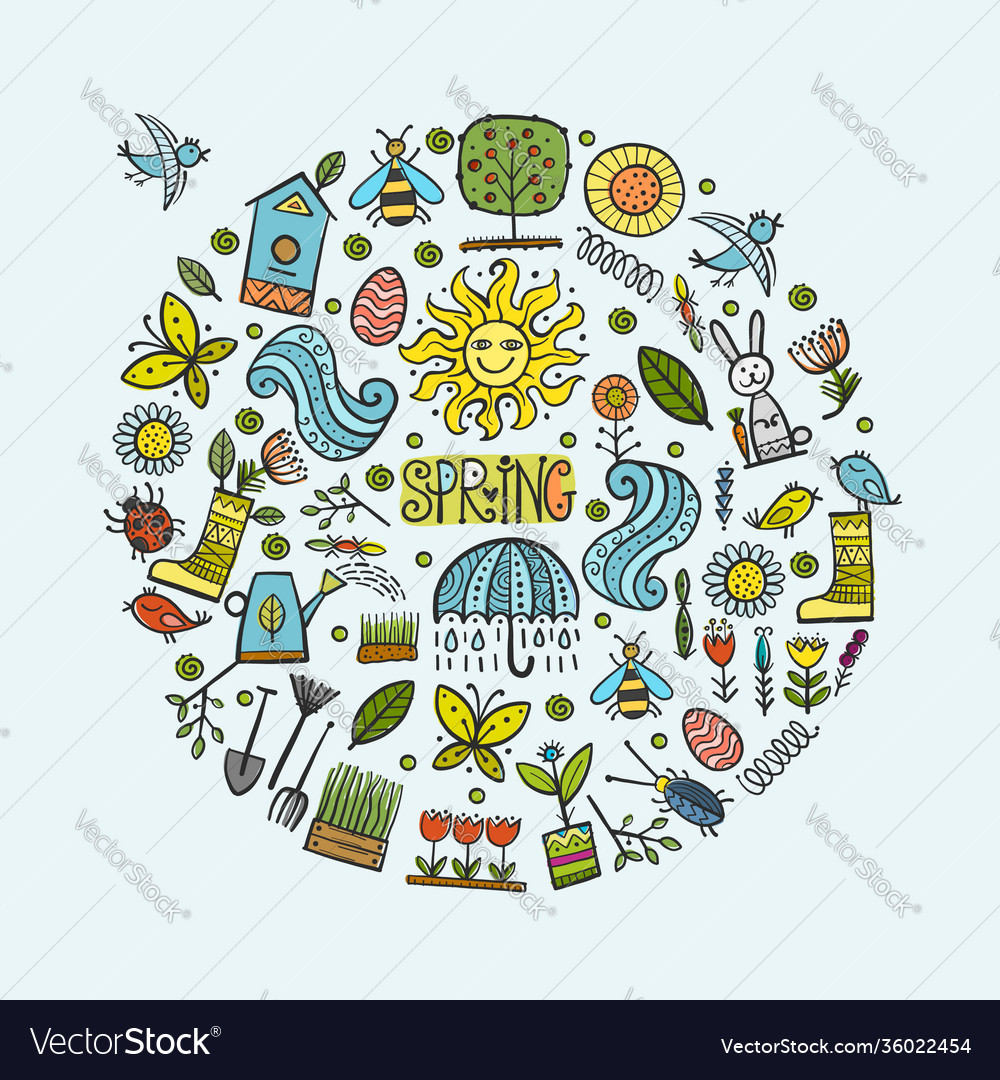 Spring time background gardening frame design Vector Image