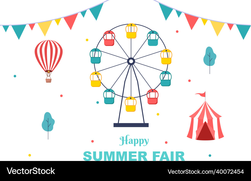 Summer fair with carnival circus funfair Vector Image