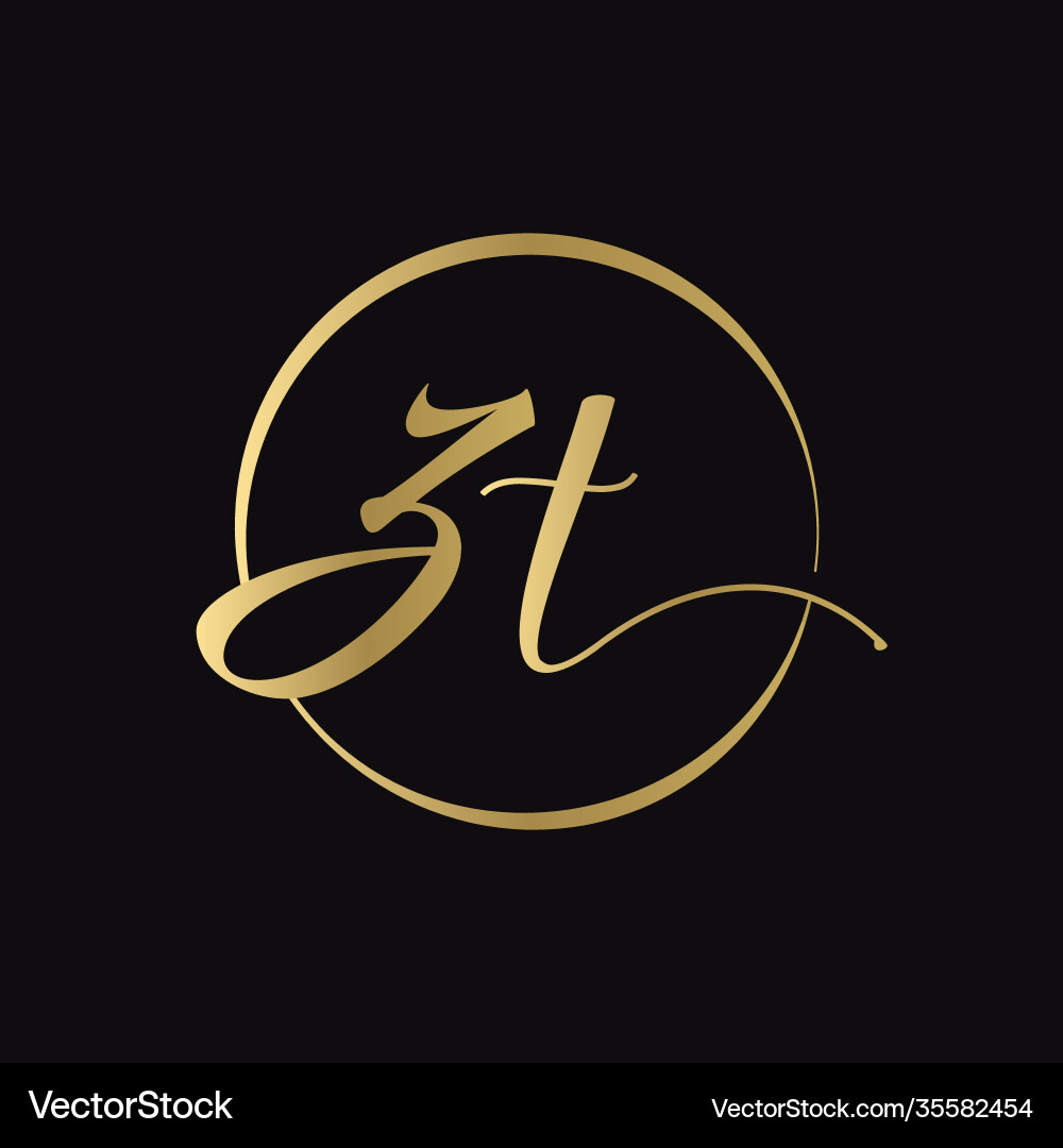 Zt letter logo design template abstract script Vector Image