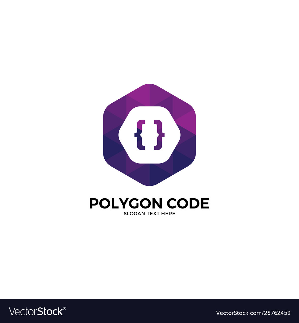Coding logo template with polygonal style Vector Image
