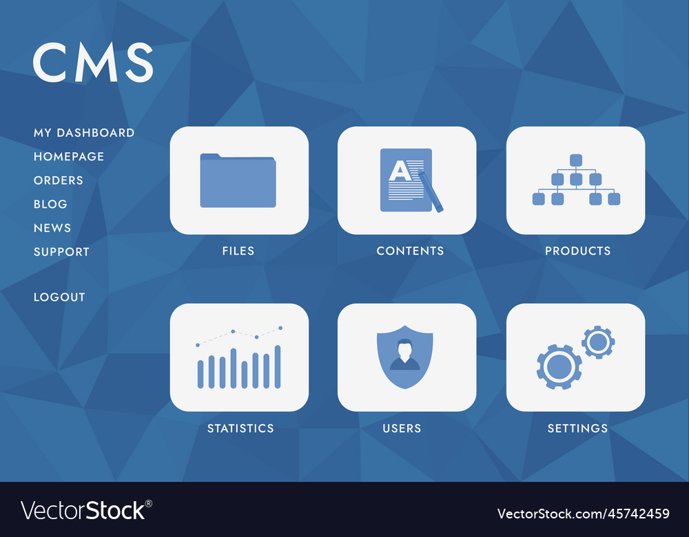 Content management system - cms website interface Vector Image
