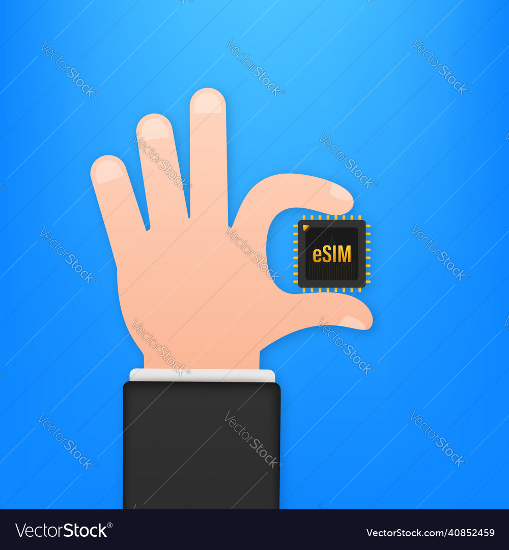 Esim embedded sim card with hands icon symbol Vector Image Esim embedded sim card with hands icon symbol Vector Image