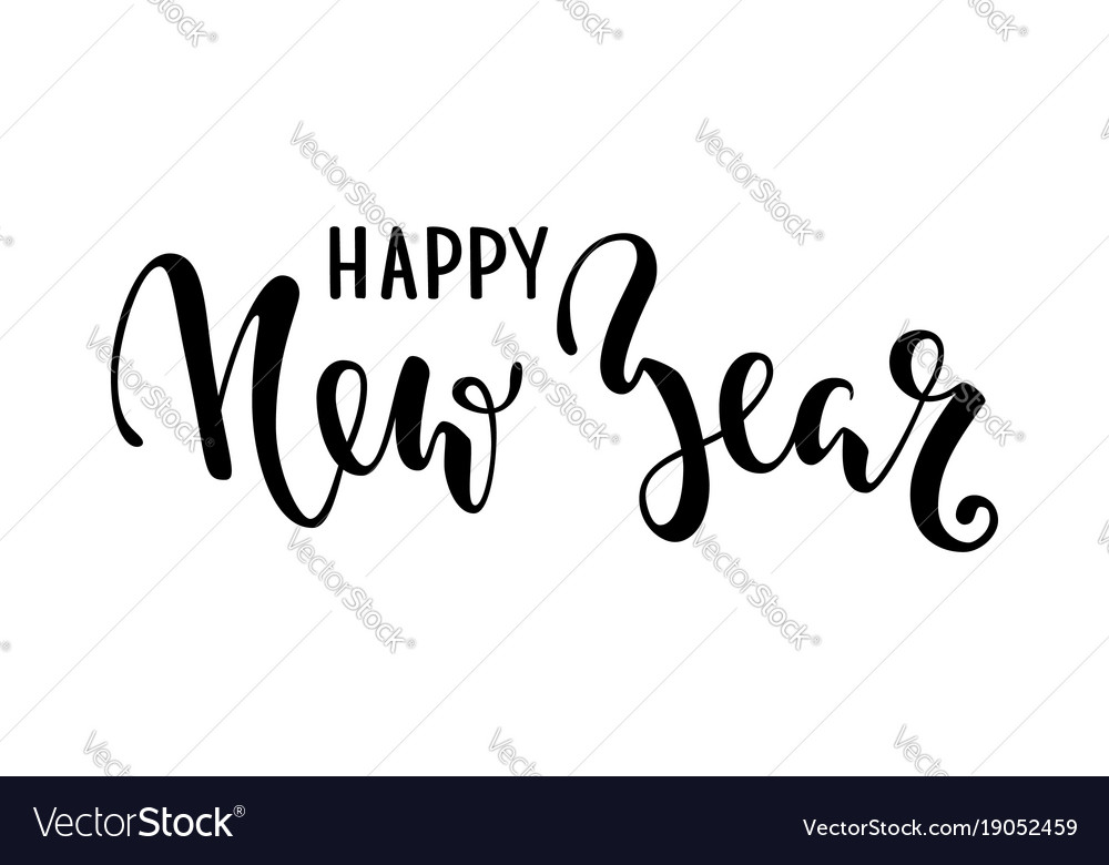 Happy New Year Hand Drawn Creative Calligraphy Vector Image