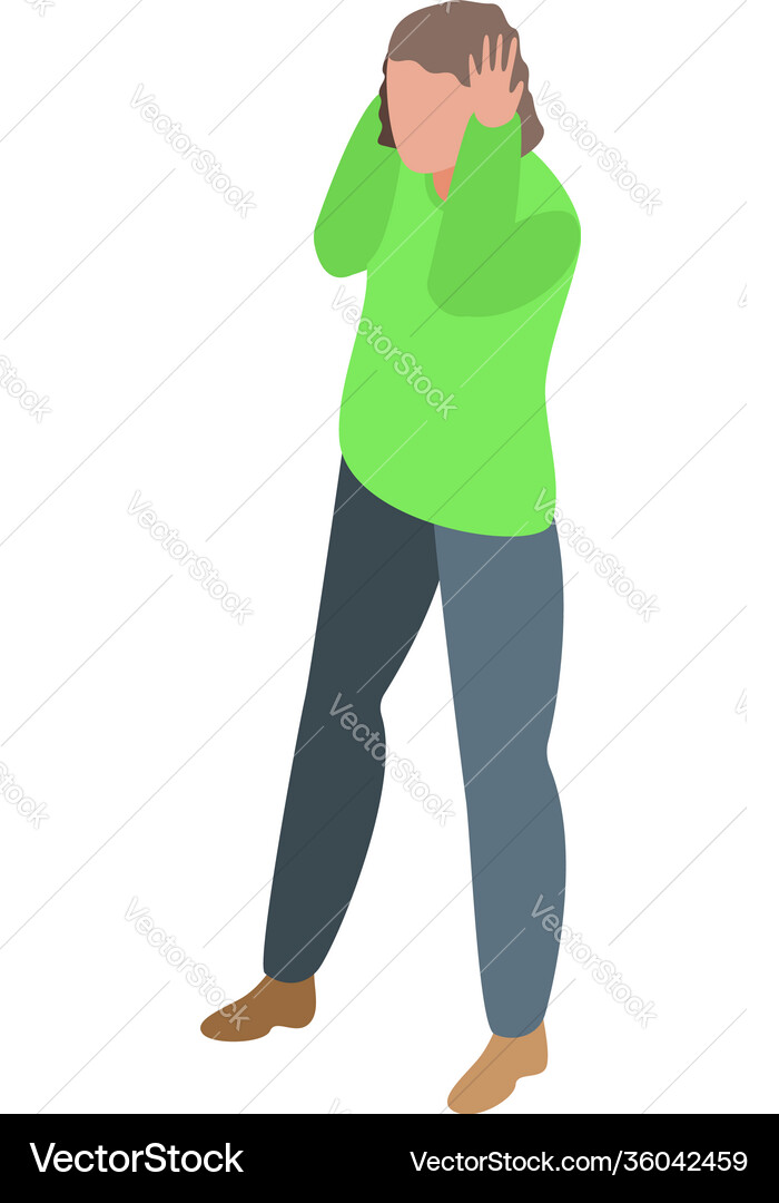 Panicked woman icon isometric style Royalty Free Vector