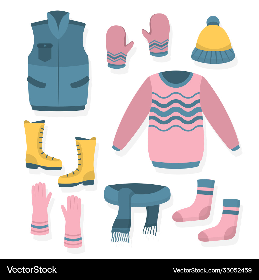 Various accessories and clothes for winter Vector Image