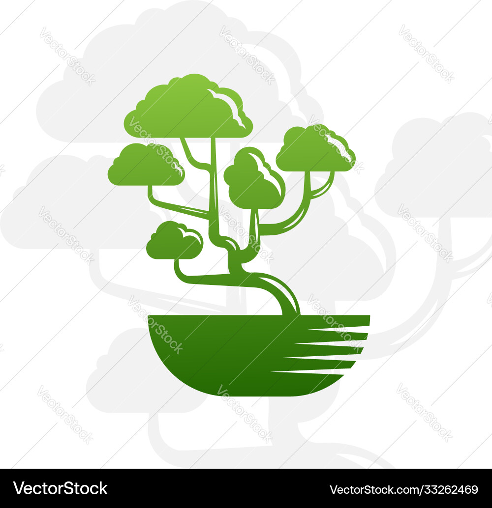 Bonsai symbol tree emblem in simplicity style Vector Image
