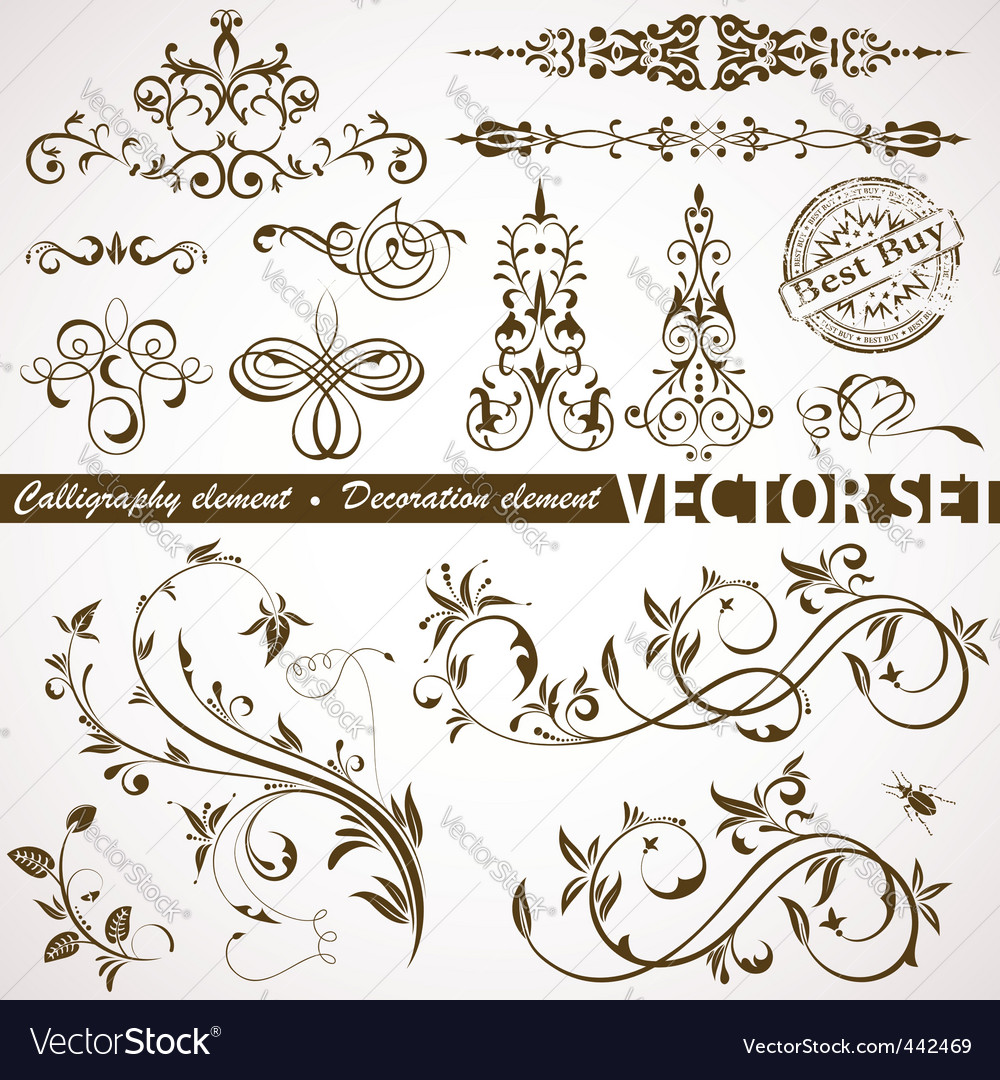 Calligraphic elements Royalty Free Vector Image