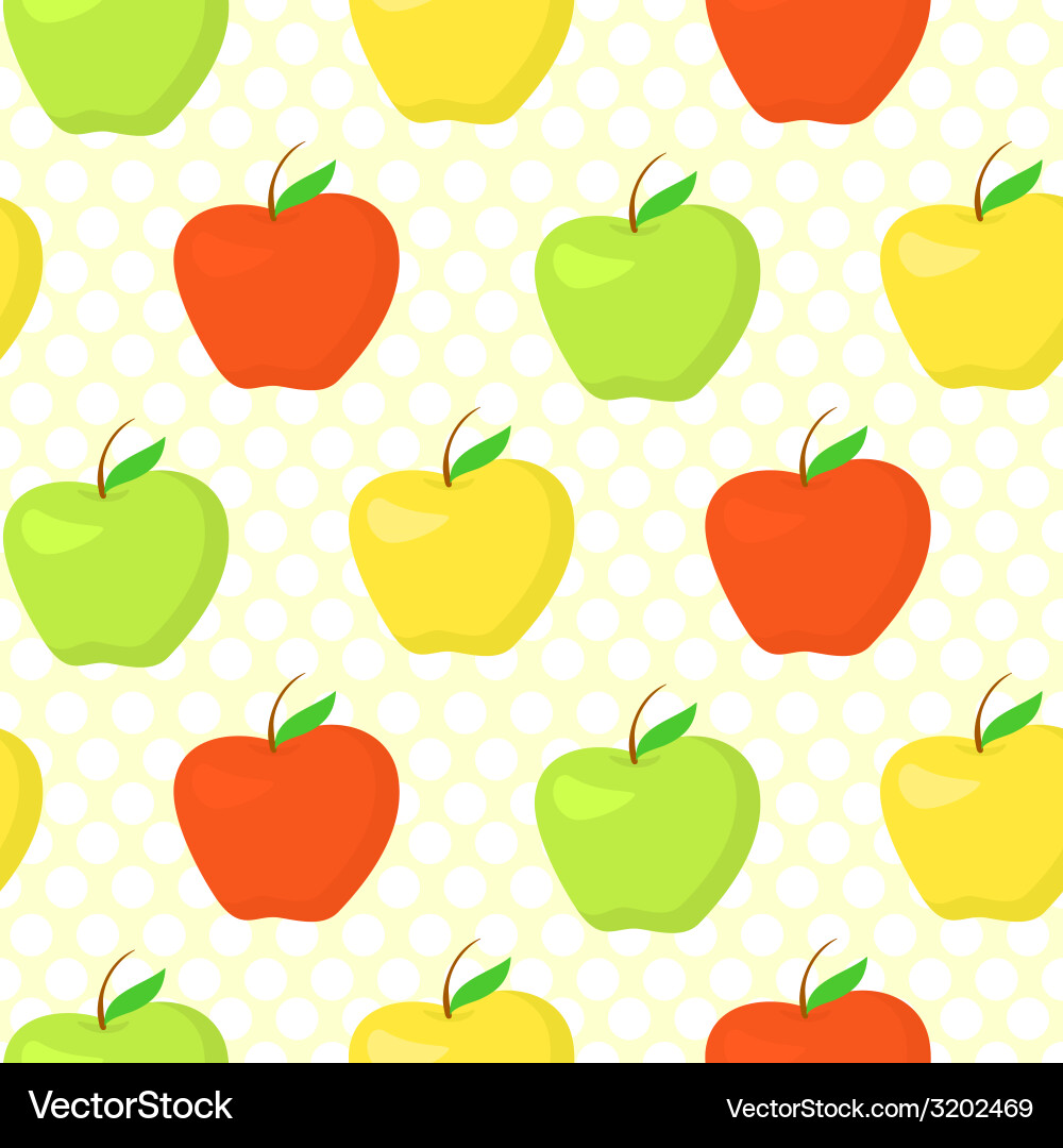 Colorful pattern with green yellow and red apples Vector Image