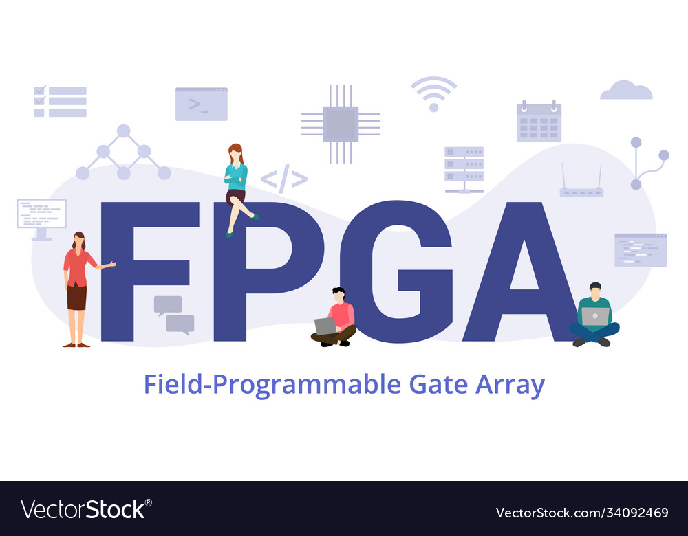 Fpga field programmable gate array concept Vector Image
