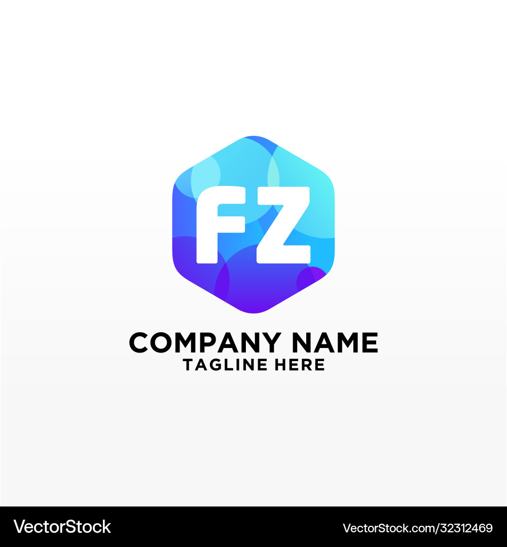 Fz initial logo with colorful circle template Vector Image