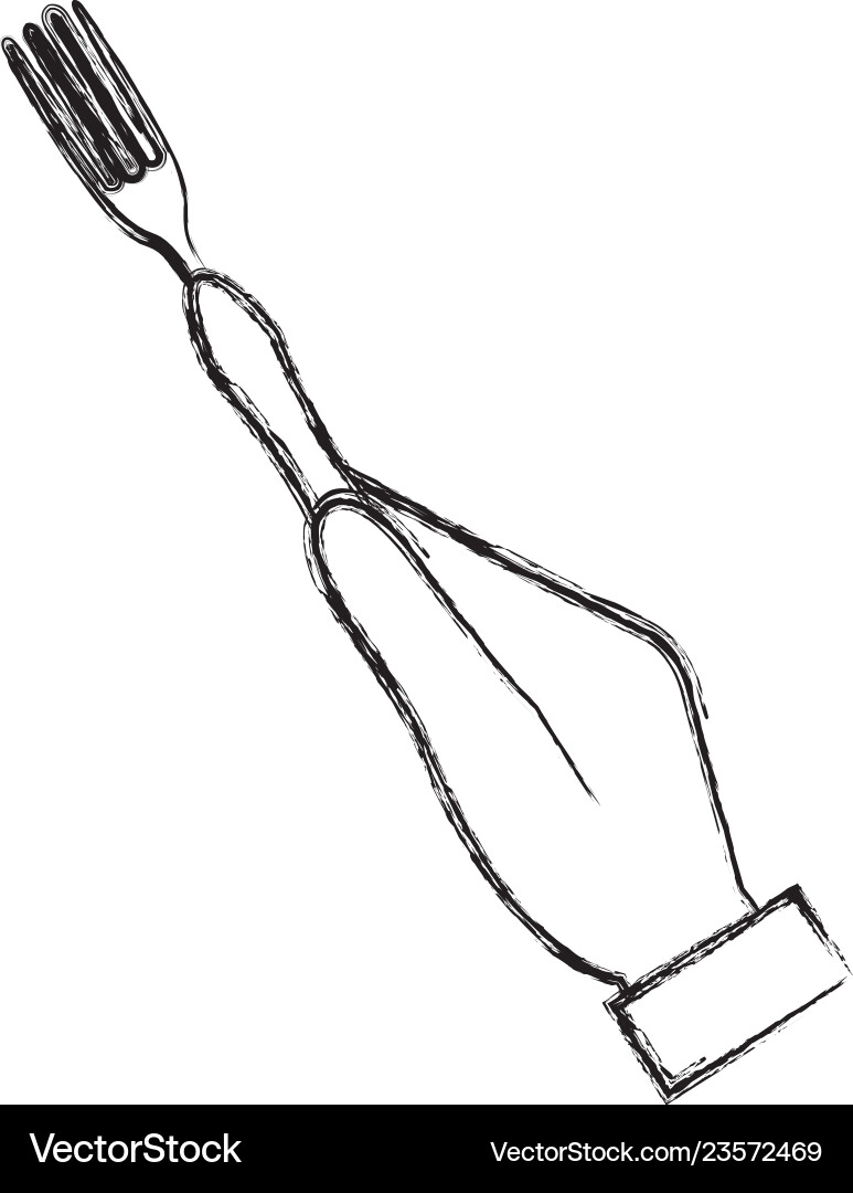 Hand with fork cutlery Royalty Free Vector Image