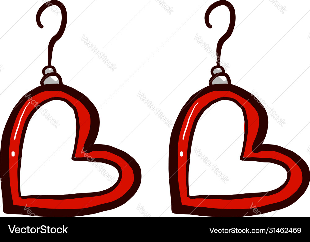 Heart earrings on white background Royalty Free Vector Image