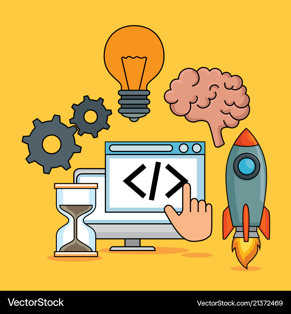 Start up business set icons Royalty Free Vector Image