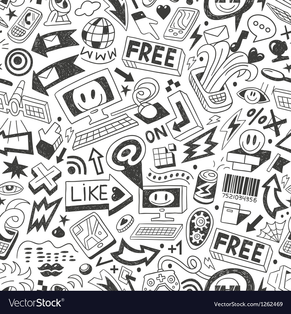 Web doodles - seamless pattern Royalty Free Vector Image