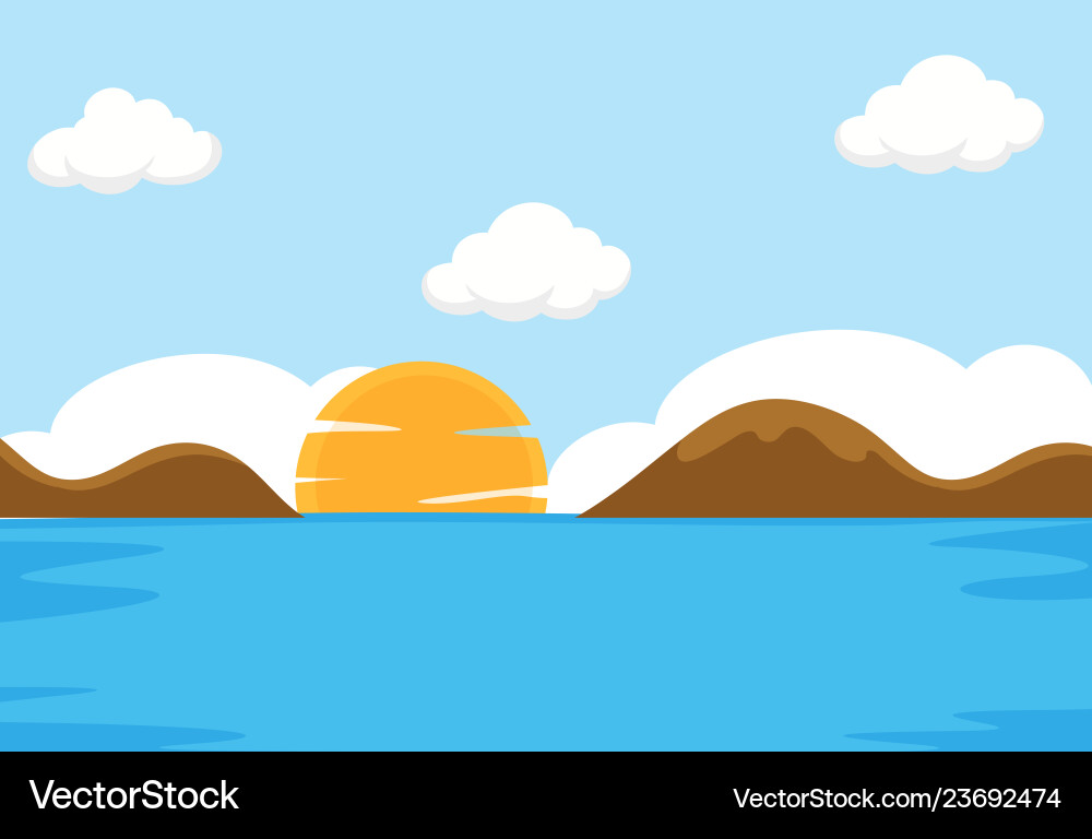 A flat sea scene Royalty Free Vector Image - VectorStock