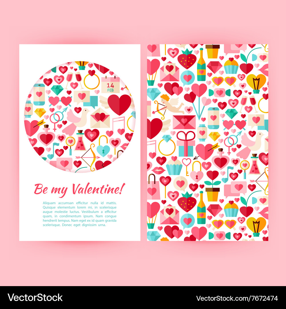 Be my valentine banners set template Royalty Free Vector