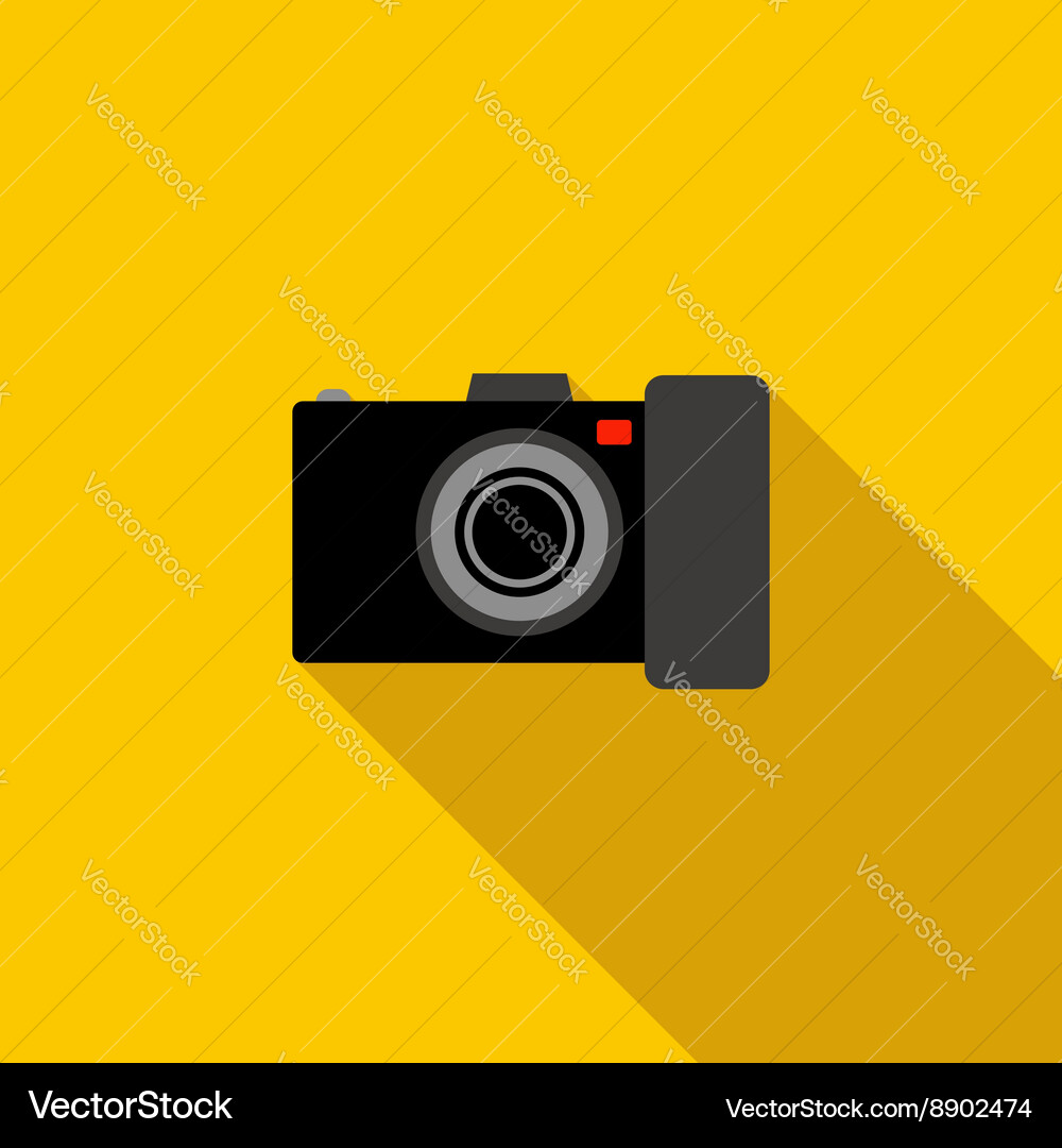 Black camera icon in flat style Royalty Free Vector Image