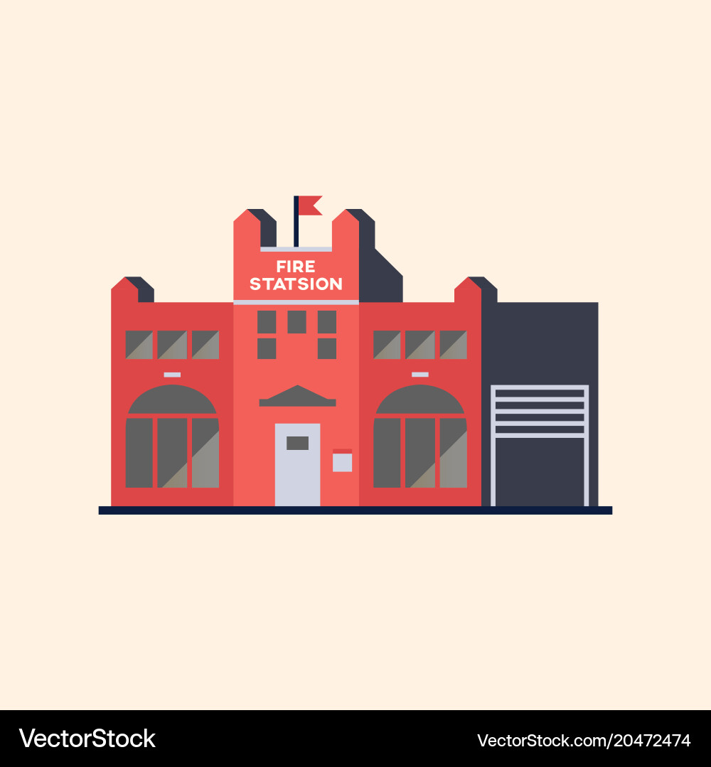 Building of fire station Royalty Free Vector Image