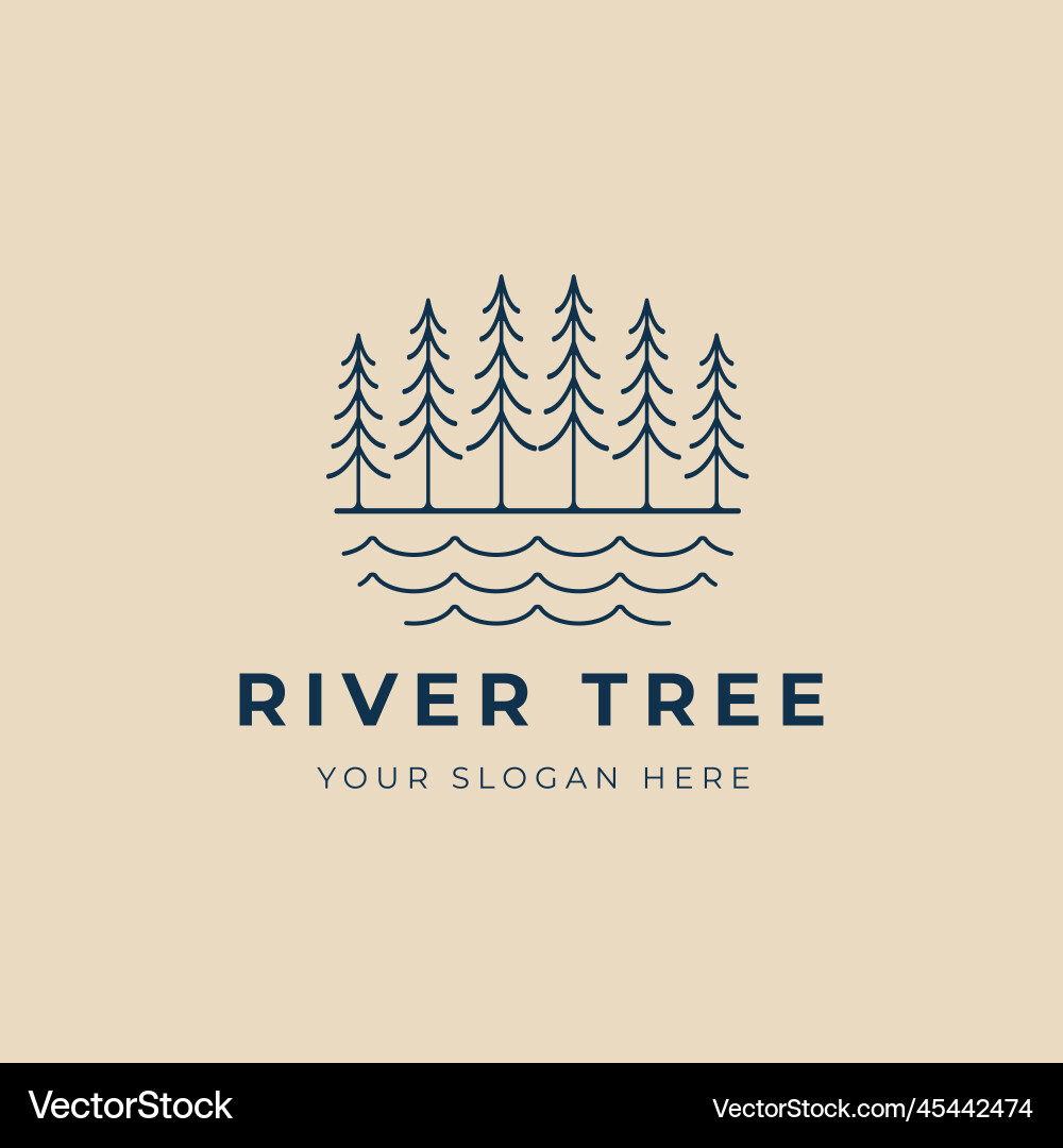 River tree line art logo icon and symbol Vector Image