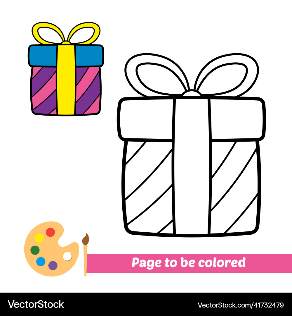 Coloring book for kids gift box Royalty Free Vector Image