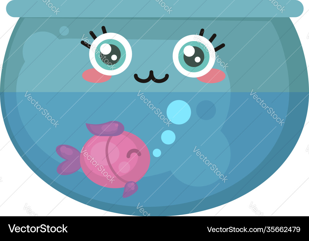 Cute aquarium on white background Royalty Free Vector Image