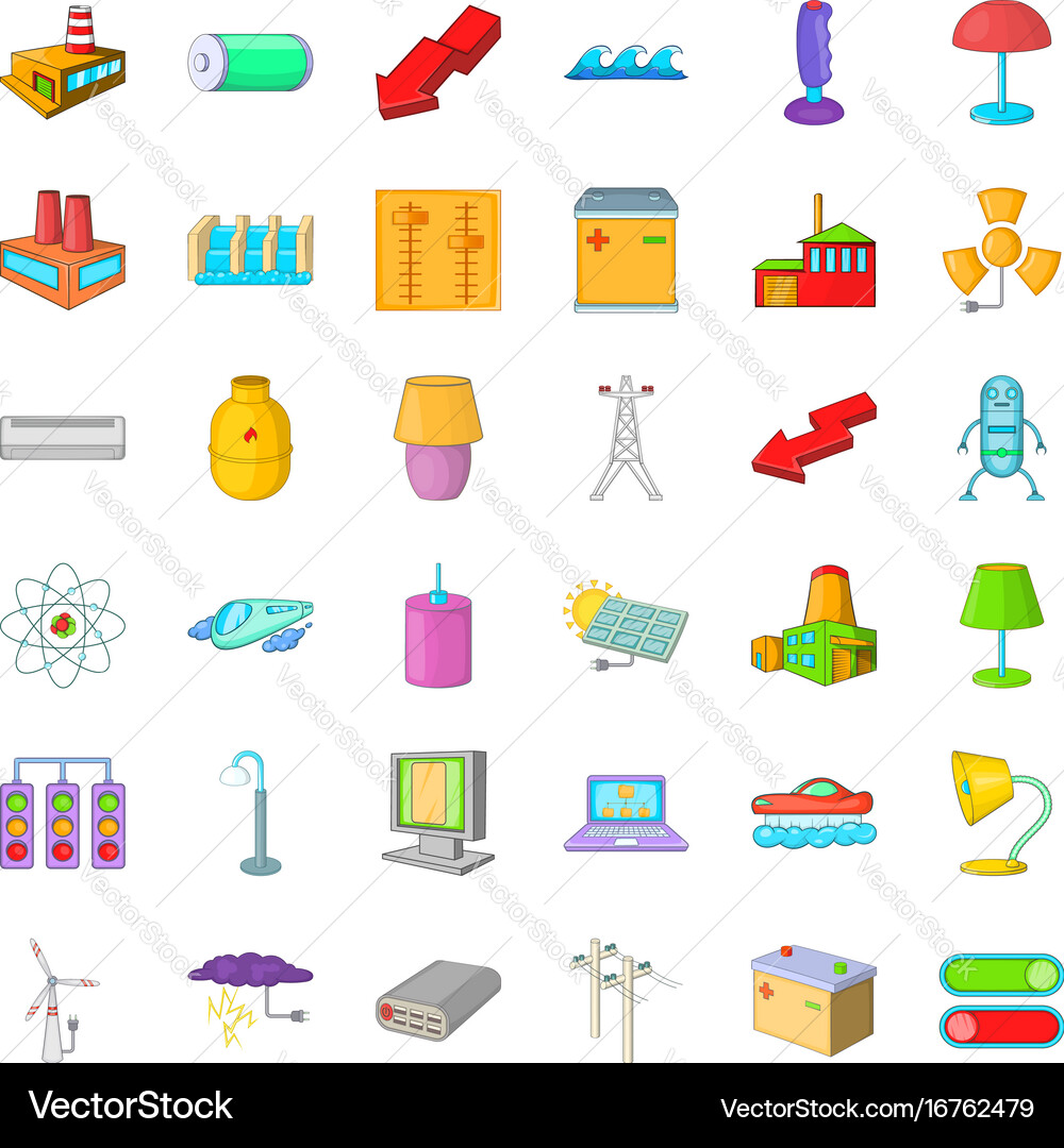 Electricity light icons set cartoon style Vector Image