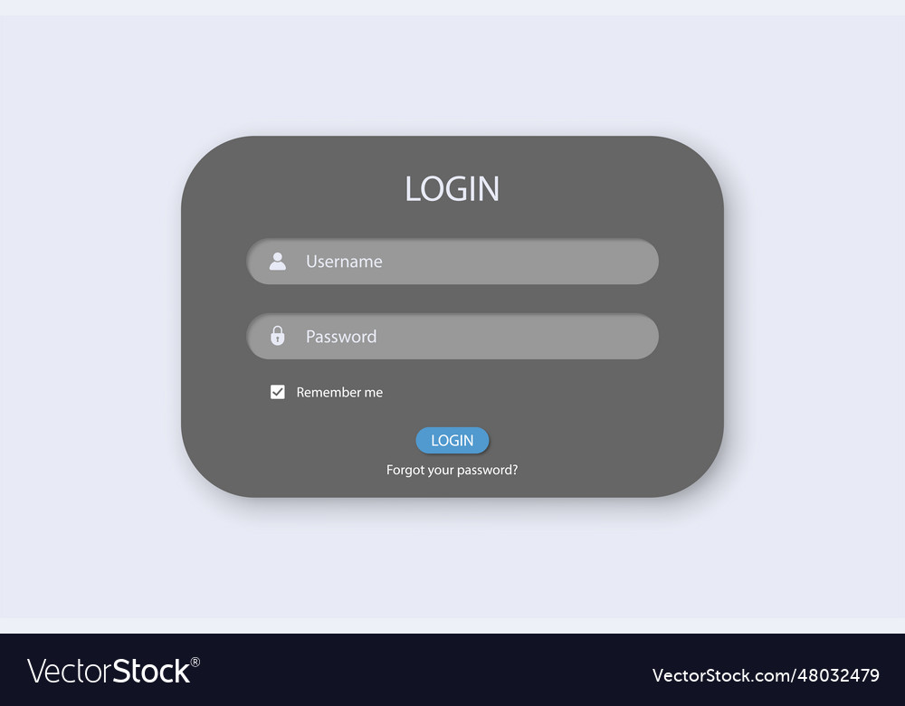 Login window box interface template Royalty Free Vector
