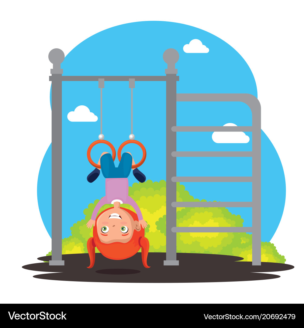 Park with kid zone scene girl Royalty Free Vector Image