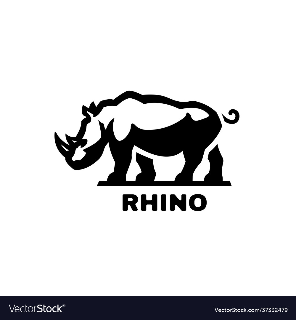 Rhino Symbol Logo Black White Style Royalty Free Vector