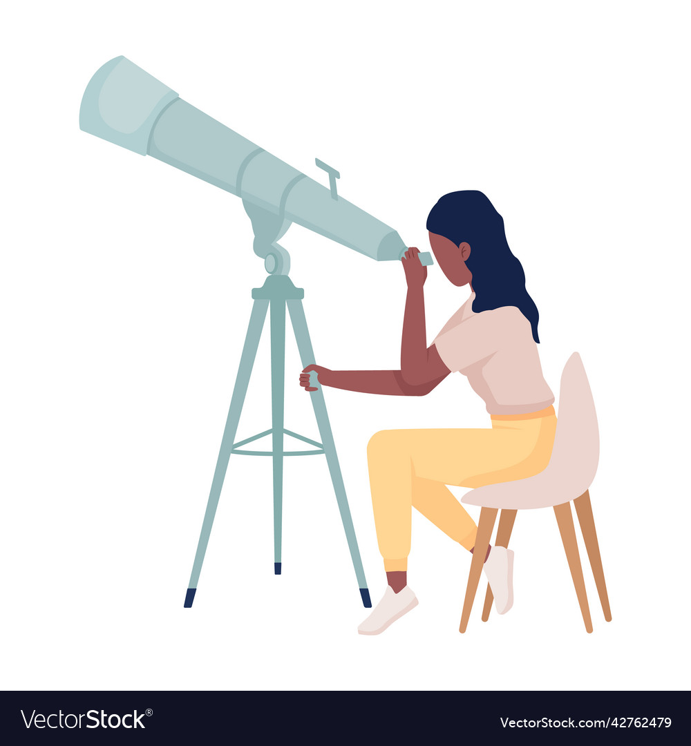 Scientist studying stars with telescope semi flat Vector Image Scientist studying stars with telescope semi flat Vector Image