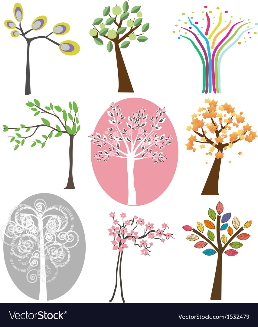 Trees set Royalty Free Vector Image - VectorStock