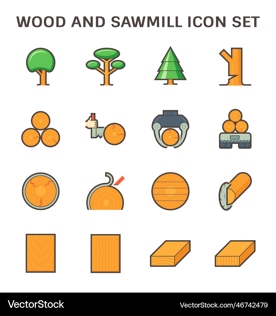 Wood and sawmill icon set design Royalty Free Vector Image