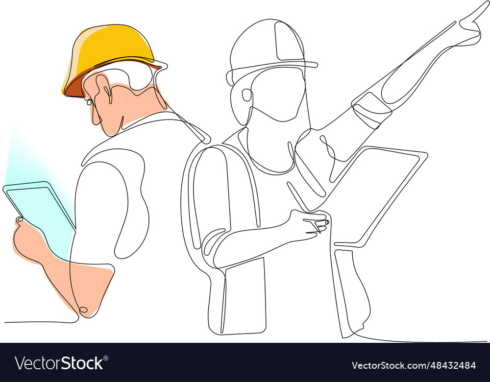 Construction manager and engineer working Vector Image