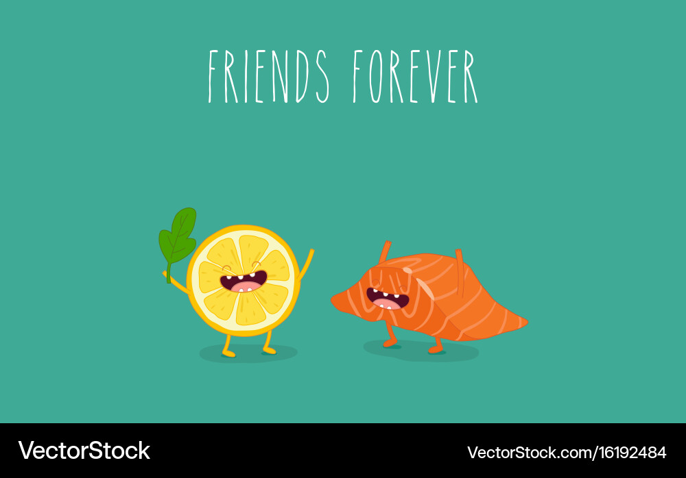 Lemon and salmon friends Royalty Free Vector Image