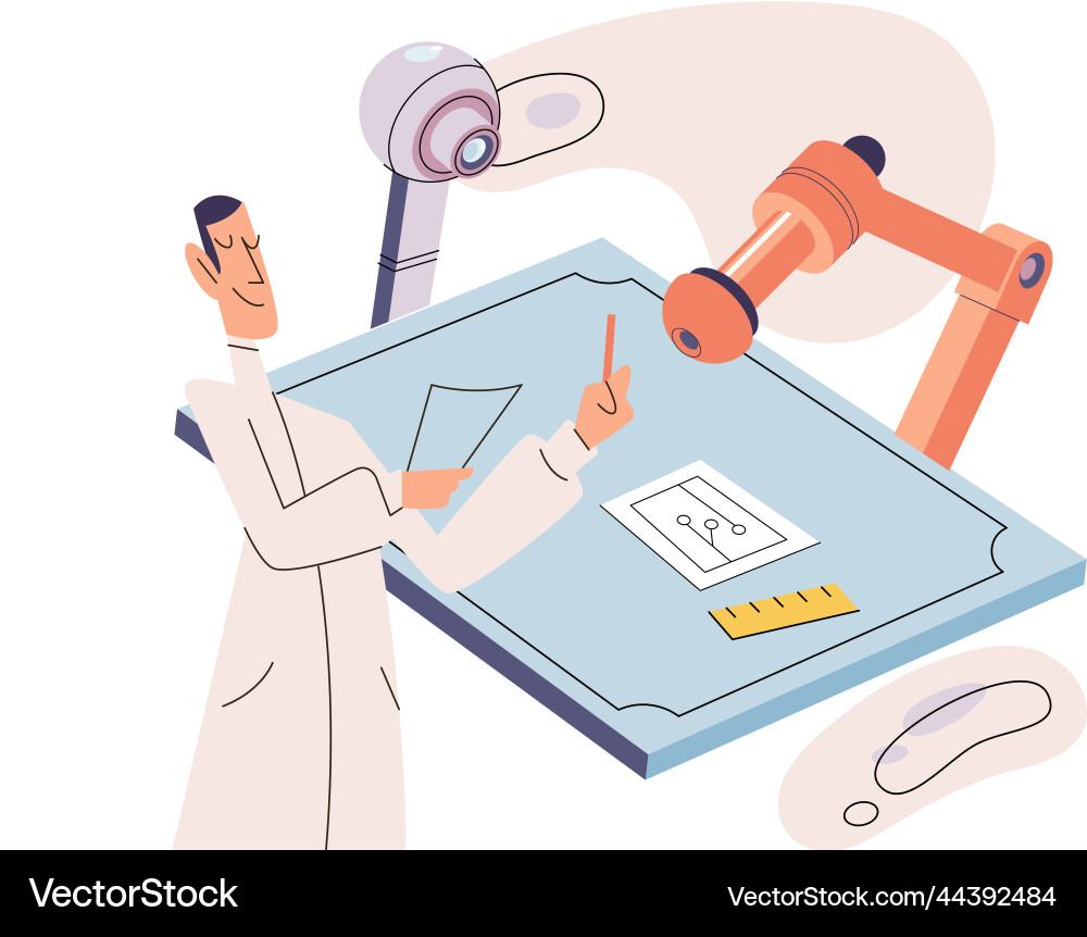 Manufacturing process at automated production Vector Image