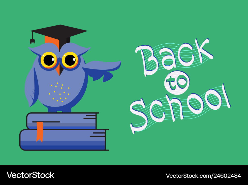 Smart owl and back to school hand-drawn lettering Vector Image