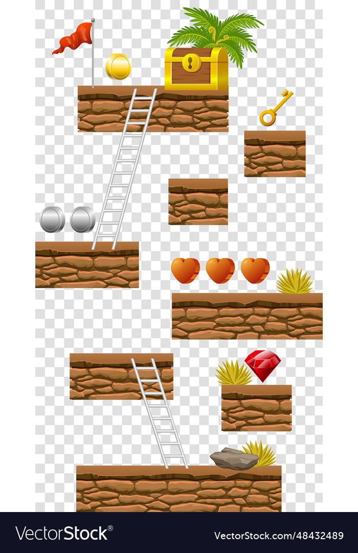 2d Game Platform Isolated With Transparant Vector Image