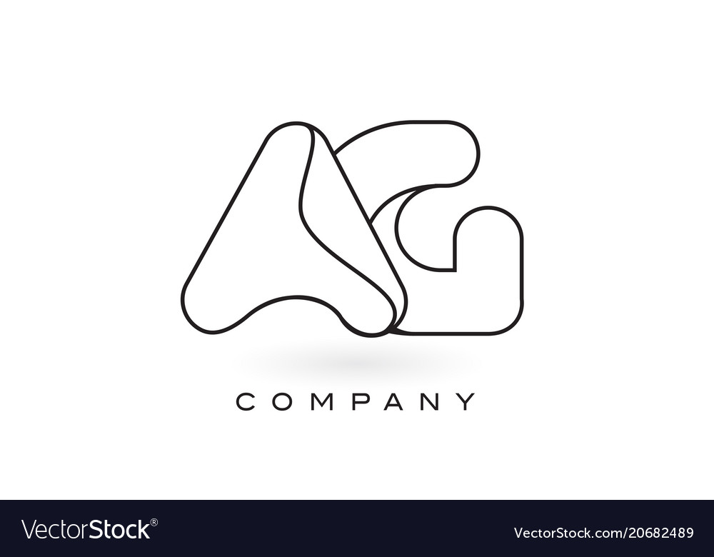 Ag monogram letter logo with thin black Royalty Free Vector